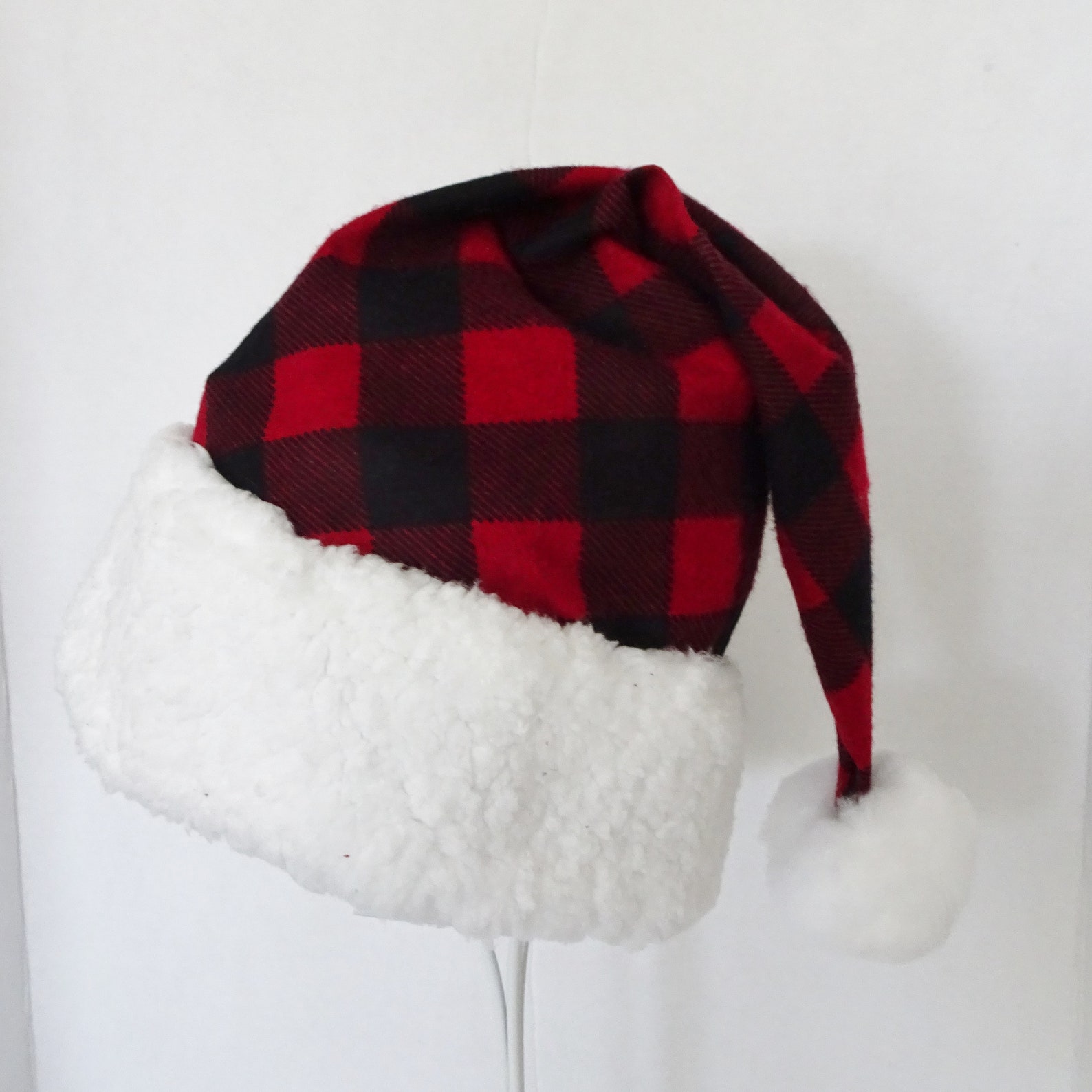 Red Buffalo Check Santa Hat Farmhouse Adult Santa Hat Red | Etsy