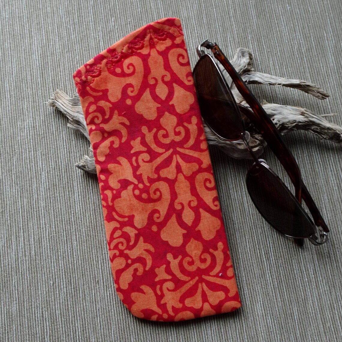 Sunglasses Case Eyeglass Case Red and Orange Fabric Eyeglass - Etsy