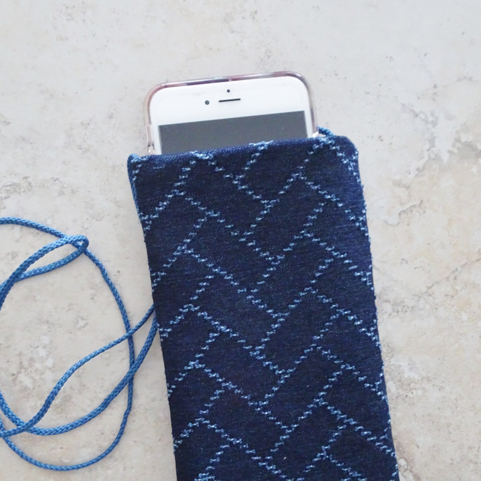 Cell Phone Pouch Blue Denim Strapped Bag Carry Essential | Etsy