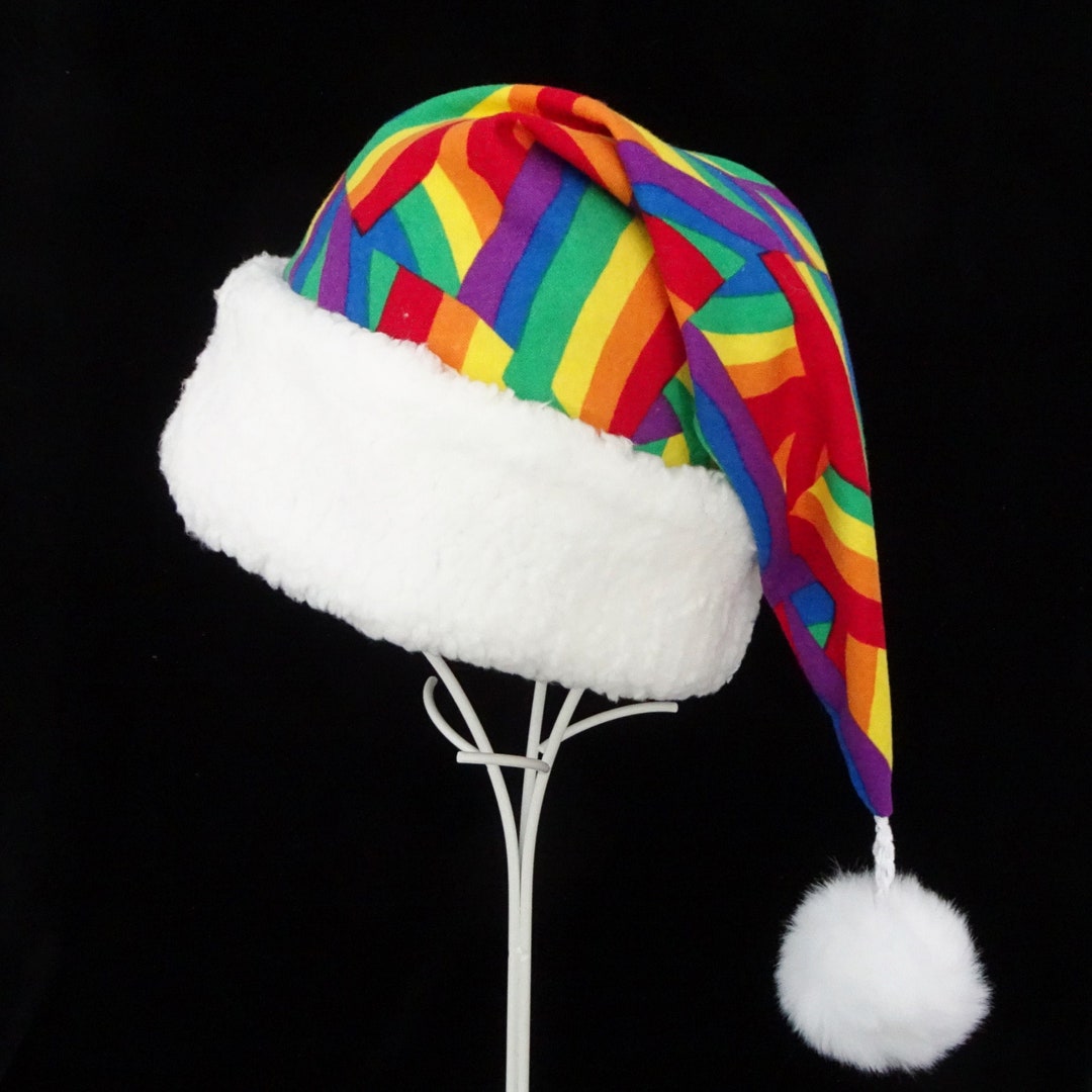 Rainbow Santa Hat LGBTQ Pride Flannel Adult Size Santa Claus - Etsy España