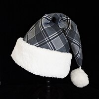 Denim Blue Flannel Santa Hat, Faux Fur Brim - Etsy UK