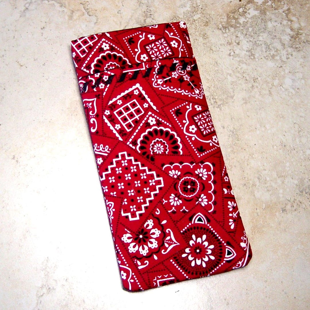 Double Eyeglass Case: Red Bandanna Fabric, Sunglasses & Reader Case - Etsy