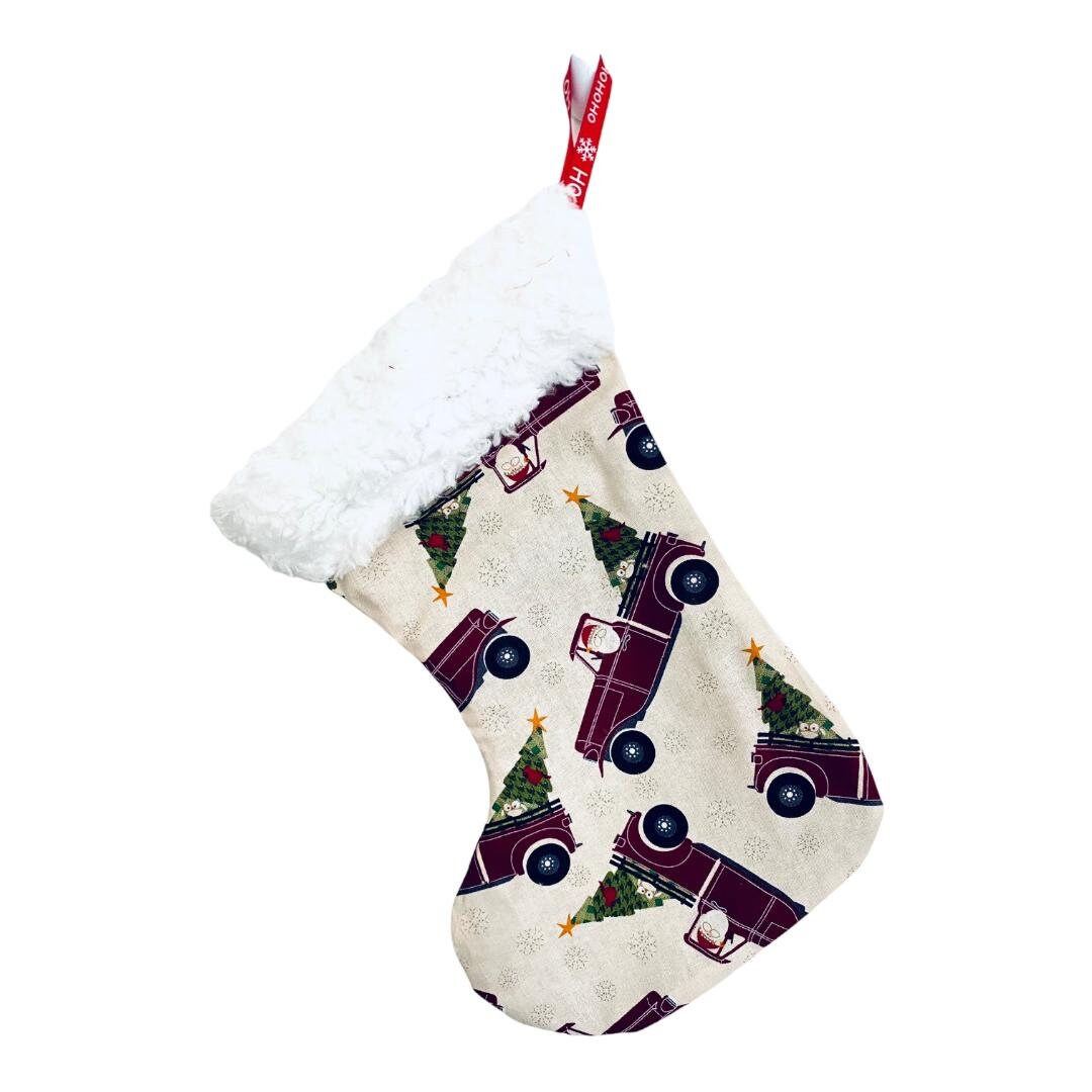 Santa in a Pick-up Truck Christmas Stocking, Country Santa Stocking ...