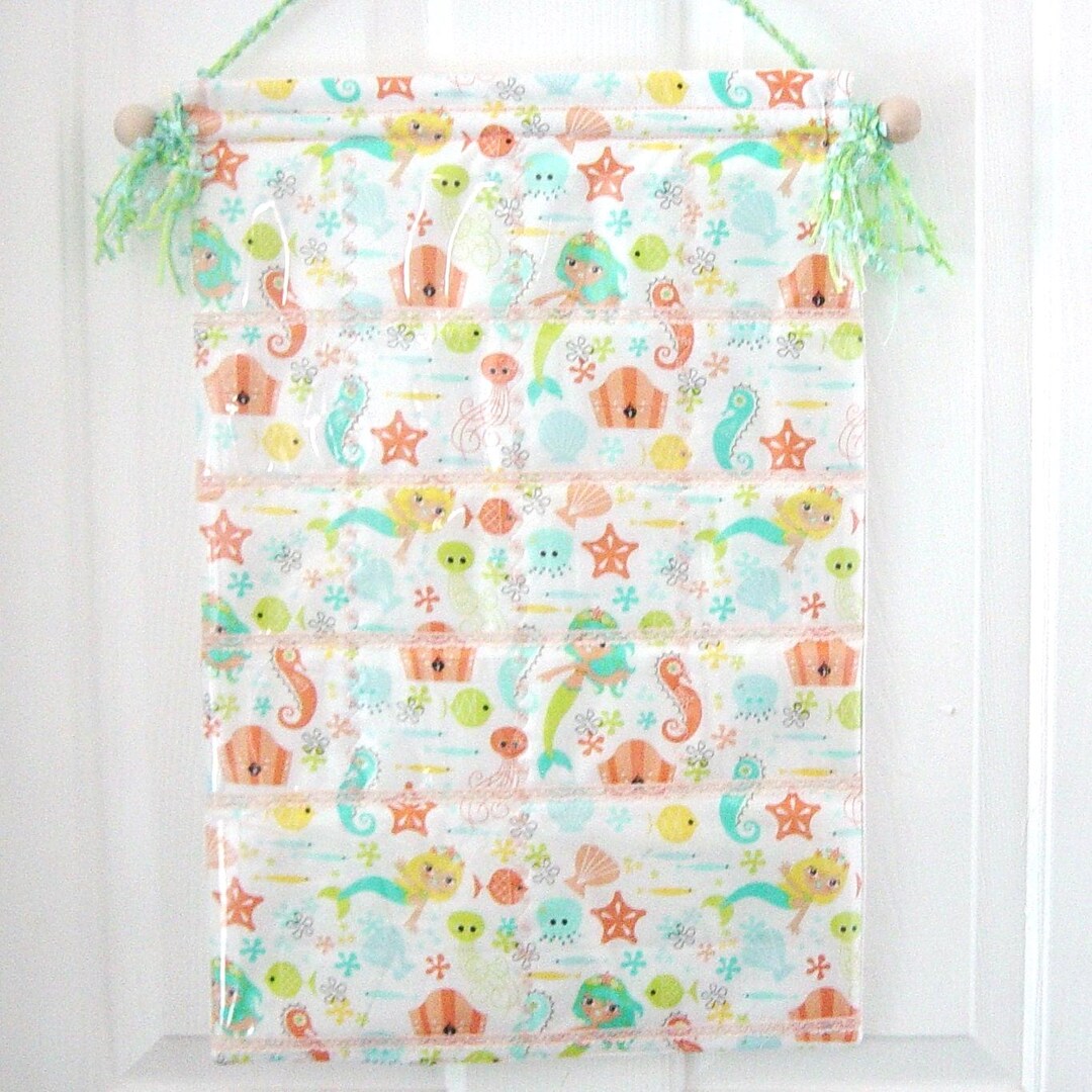 Mermaid Fabric Wall Organizer: Coastal Kids Room Decor - Etsy
