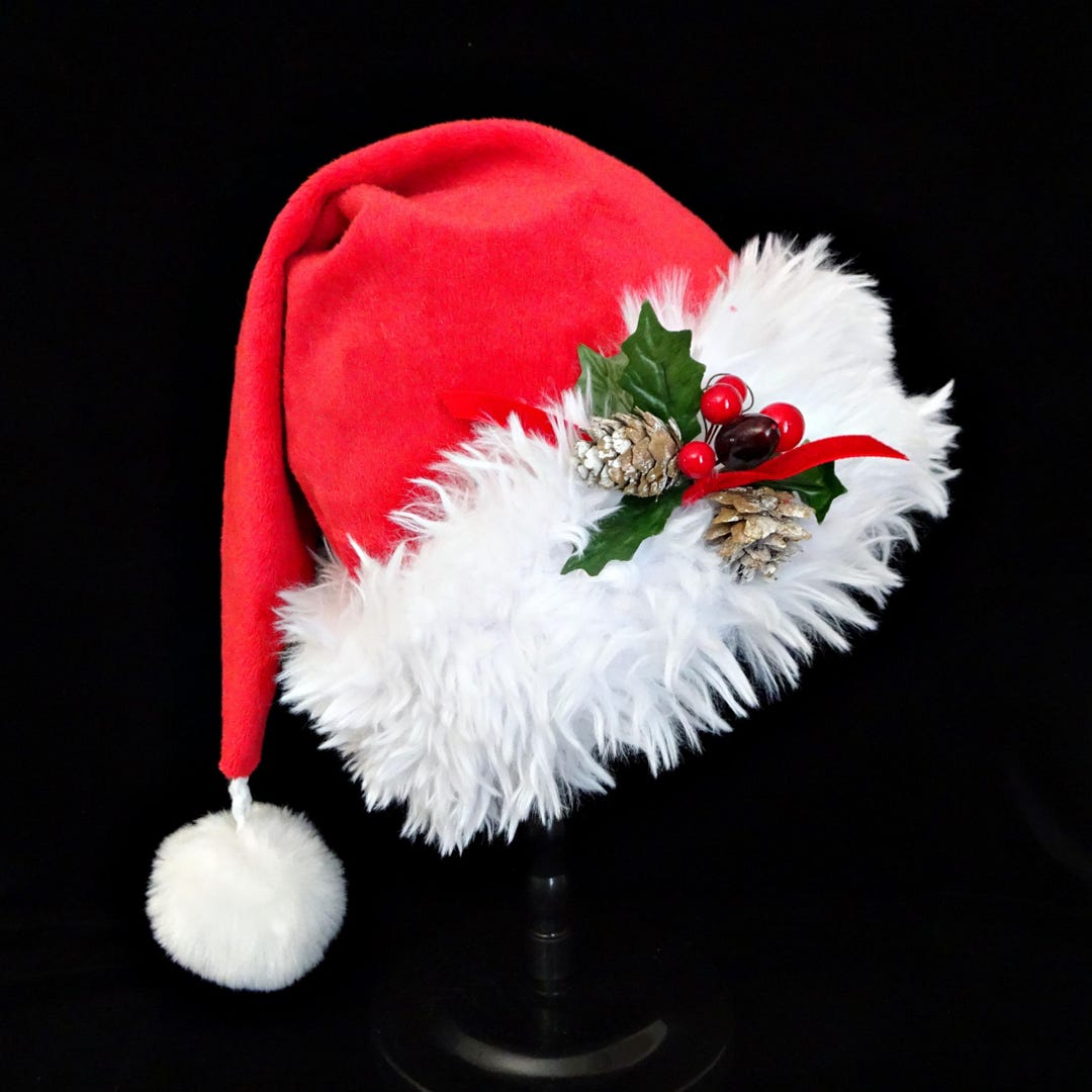 Red Santa Hat, Classic Adult Size Santa Hat, Christmas Party Hat ...