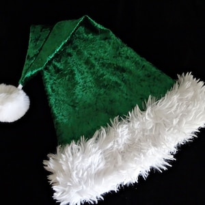 Christmas Green Panne Velvet Santa Hat, NEW! Novelty Adult Size Santa Claus Christmas Party Hat ...
