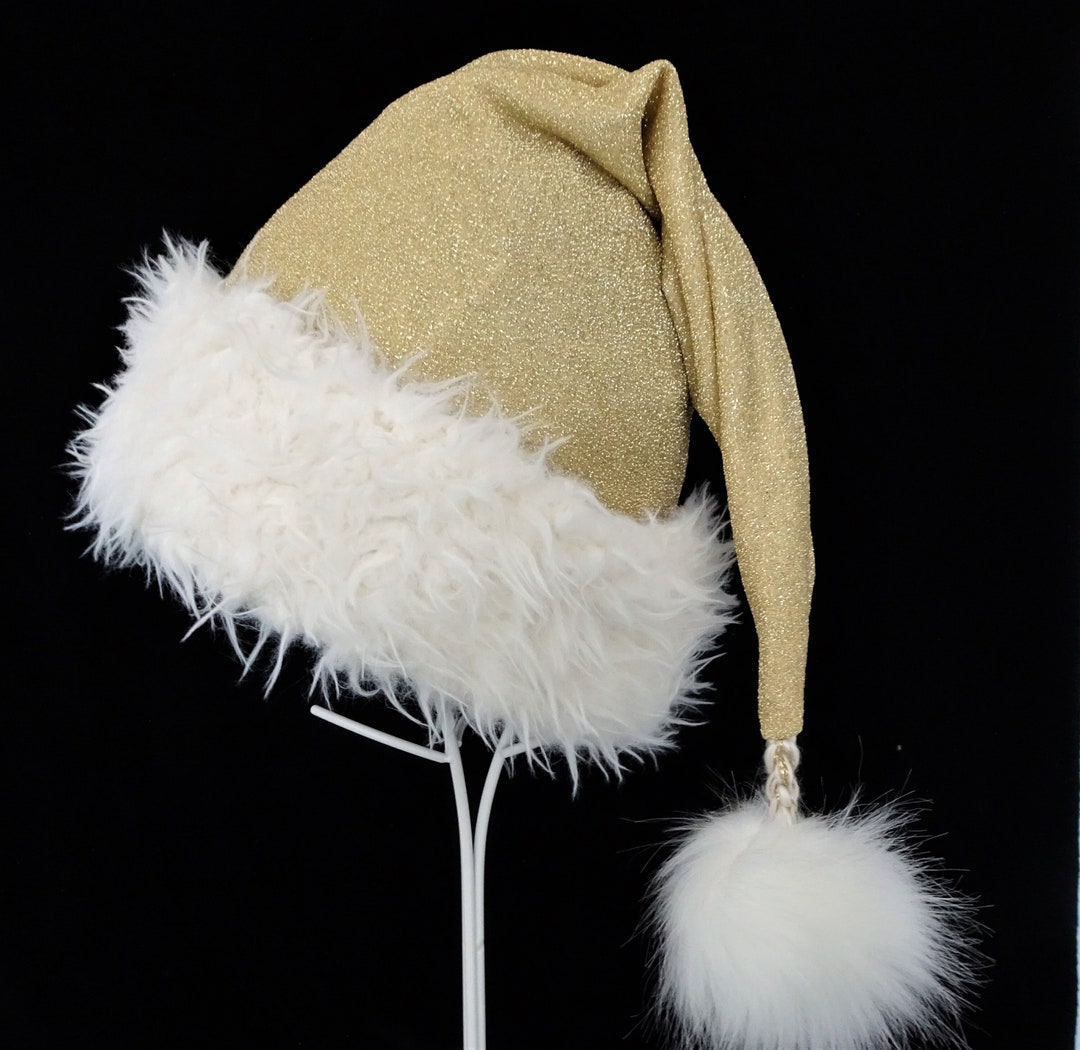 Gold Metallic Mesh Santa Hat, Novelty Santa Claus Hat, Christmas Party ...