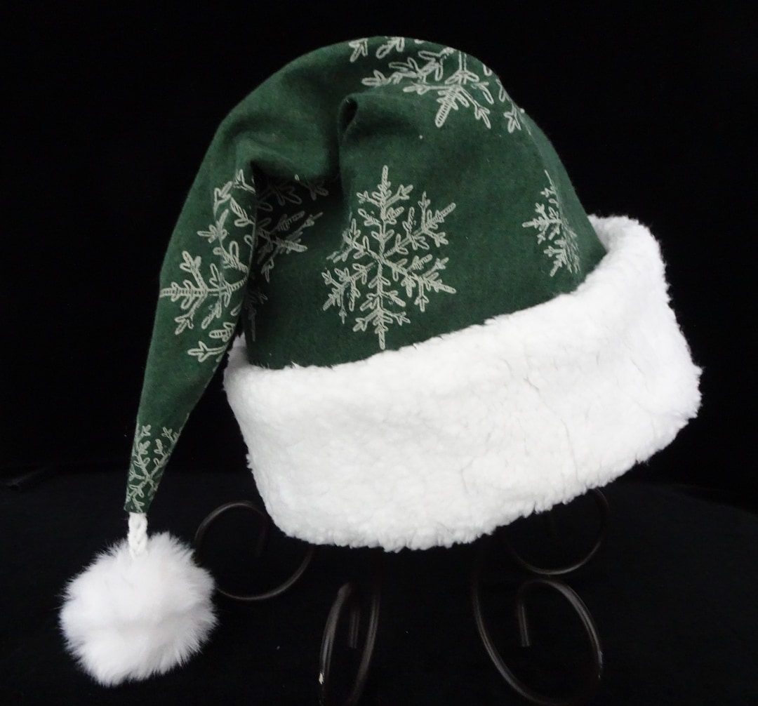 Green Santa Hat With Snowflakes, NEW! Christmas Party Hat, Woodland ...