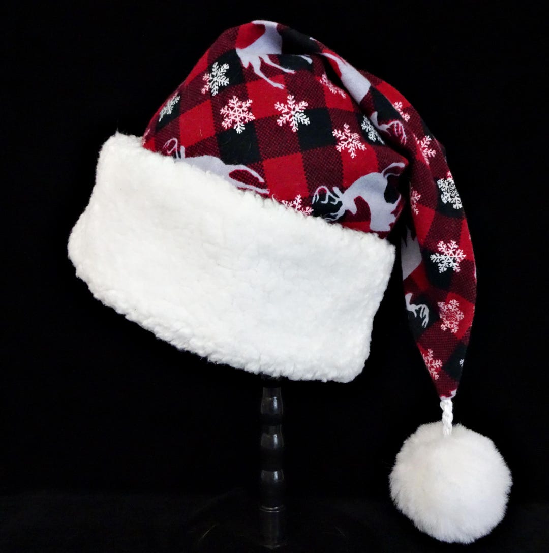 Buffalo Check Flannel Santa Hat, Reindeer, Woodland Christmas - Etsy