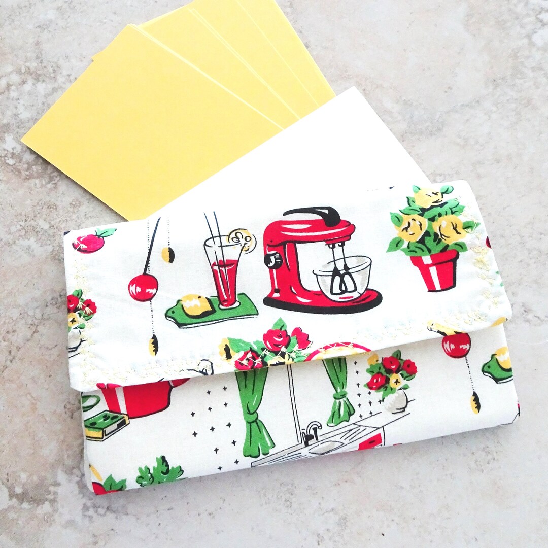 Retro Kitchen Print Coupon Organizer: Fabric Wallet With Dividers - Etsy
