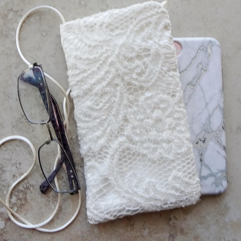 Ivory Lace Necklace Purse Cell Phone Pouch Eyeglass Case - Etsy