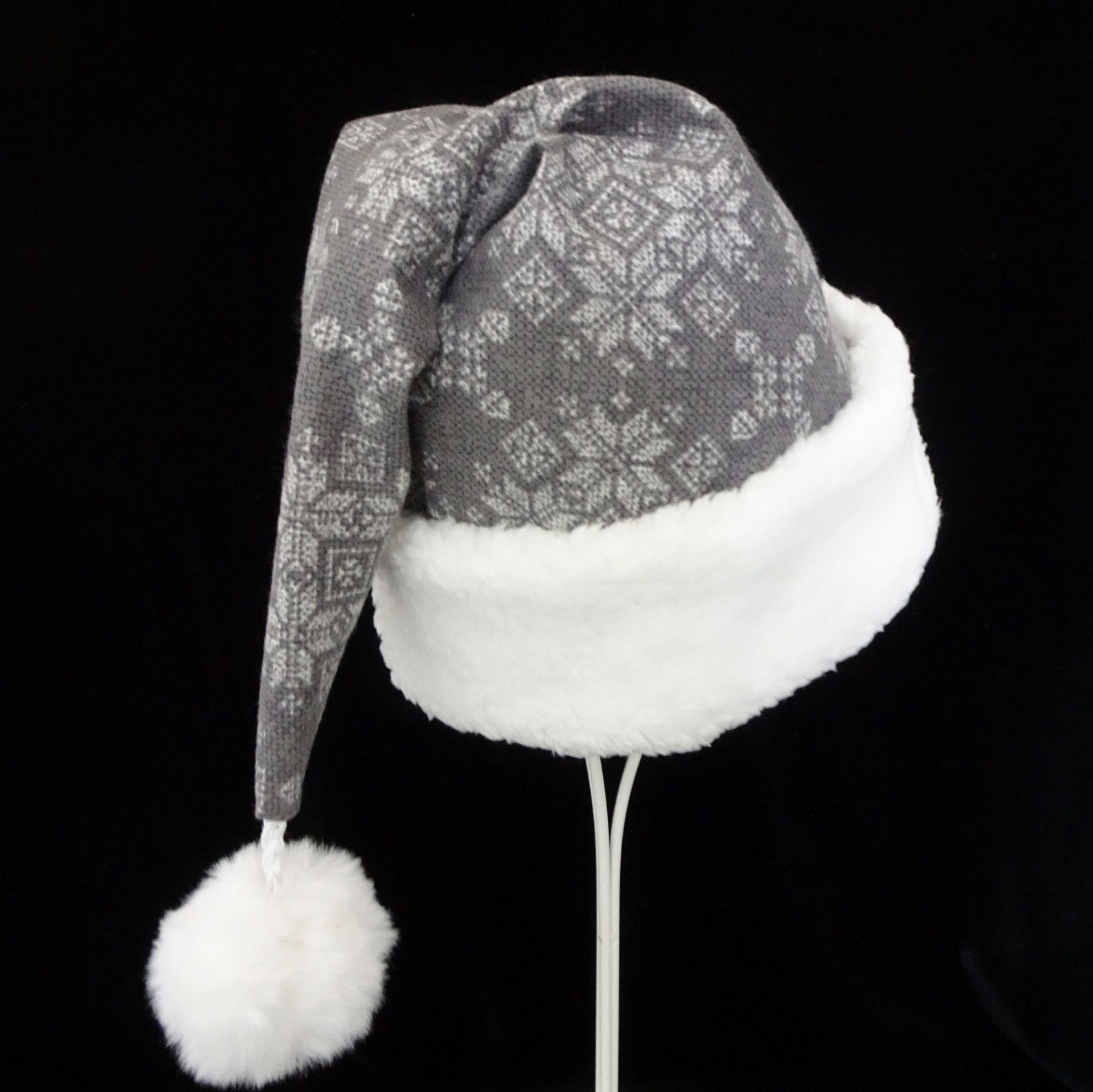 Fair Isle Gray Santa Claus Hat Adult Size Santa Hat - Etsy