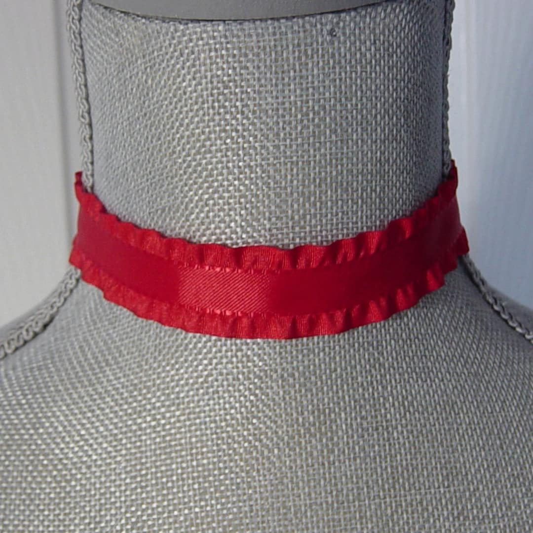 Red Satin Ribbon Choker Necklace Choker Necklace Hipster Red Necklace ...