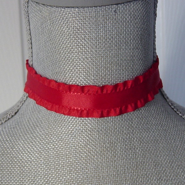 Red Ribbon Necklace - Etsy
