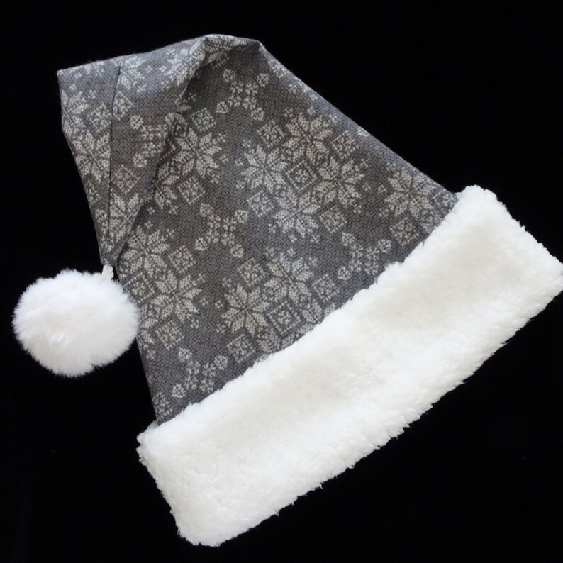 Fair Isle Gray Santa Claus Hat Adult Size Santa Hat - Etsy