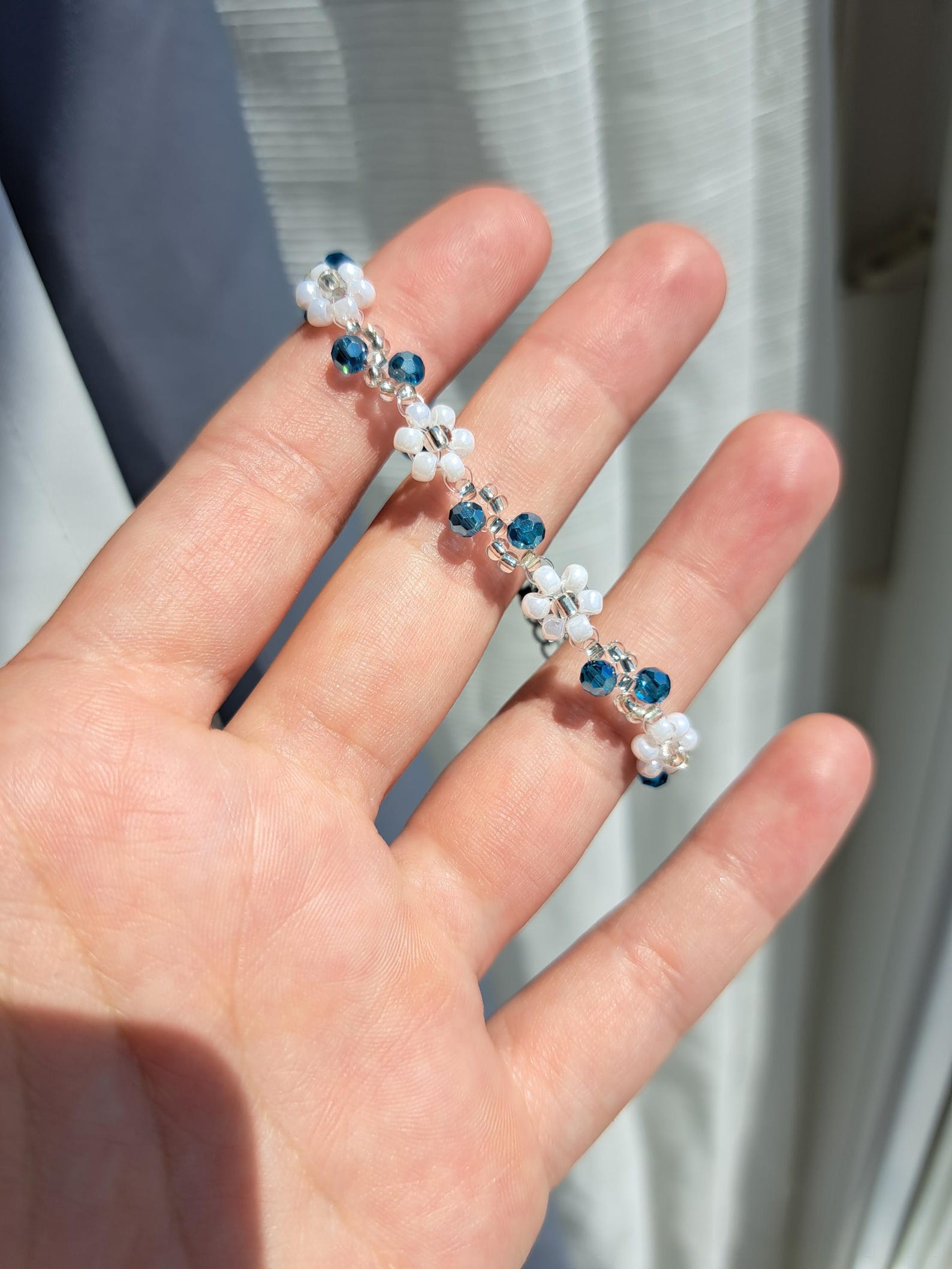 Blue Flower Bracelet Daisy Flower Bracelet Crystal Bracelet Gift for ...