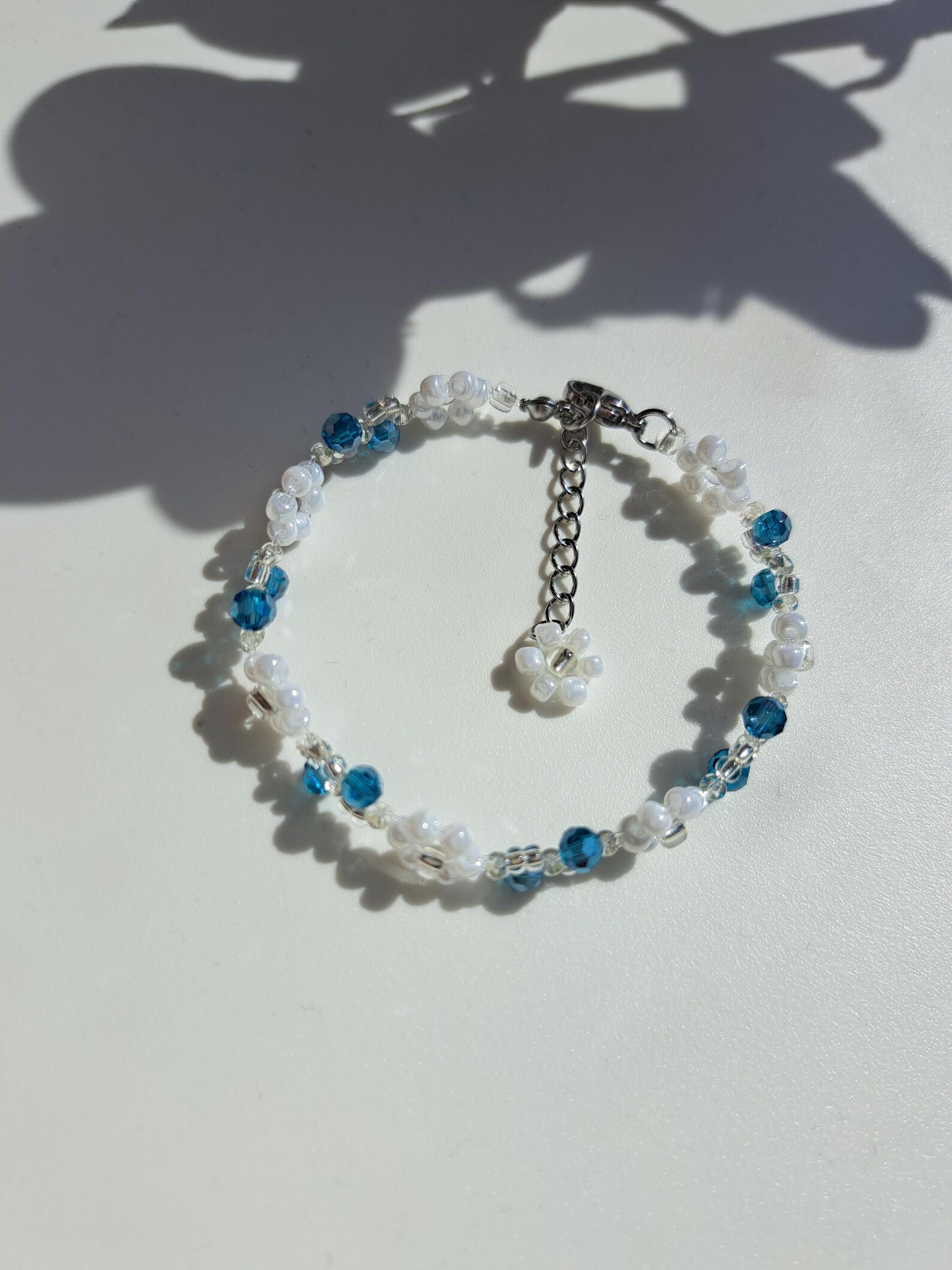 Blue Flower Bracelet Daisy Flower Bracelet Crystal Bracelet Gift for ...