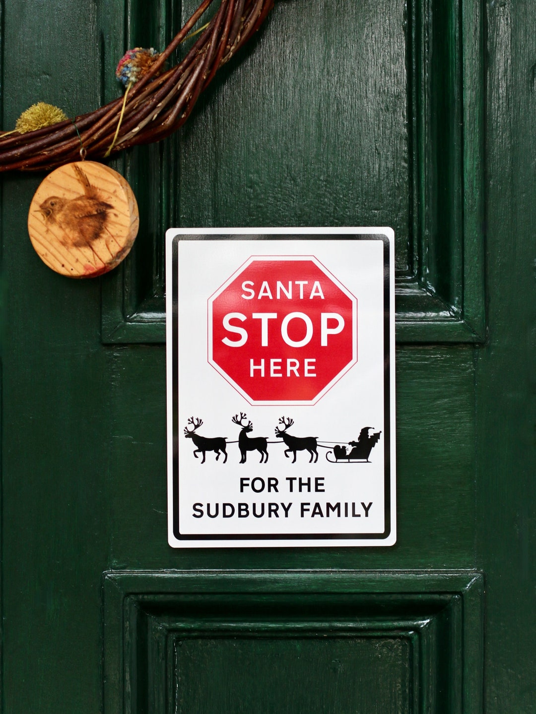 Santa Stop Here Personalised Christmas Road Sign - Etsy