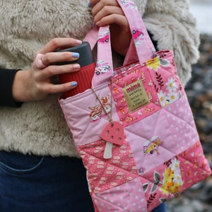 Handmade Pink Patchwork Quilted Bag With Repurposed Fabric Lining Size ...