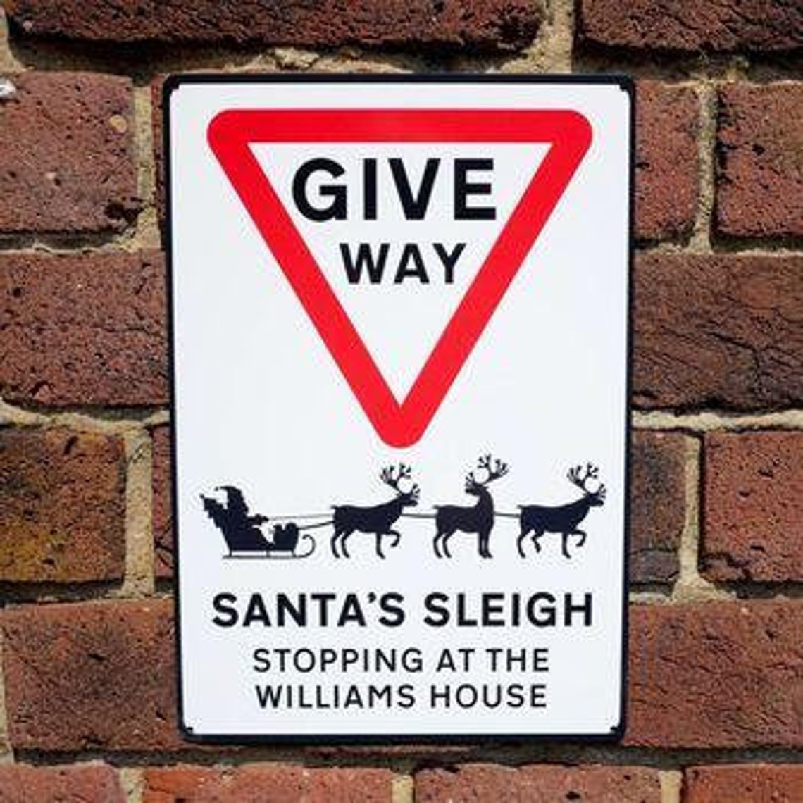 Christmas Give Way Metal Road Sign - Etsy