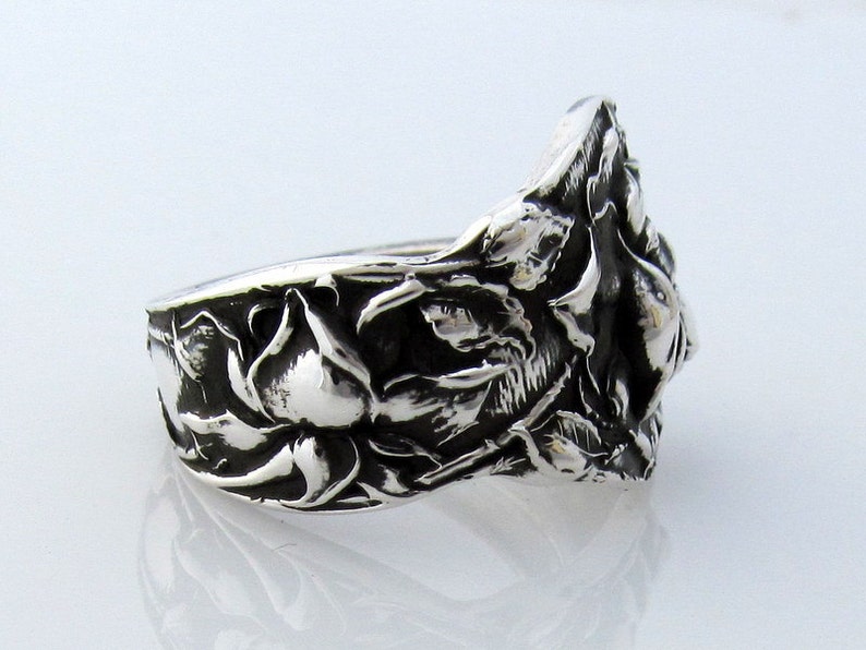 Sterling Silver Spoon Ring High Detail Rose - Etsy