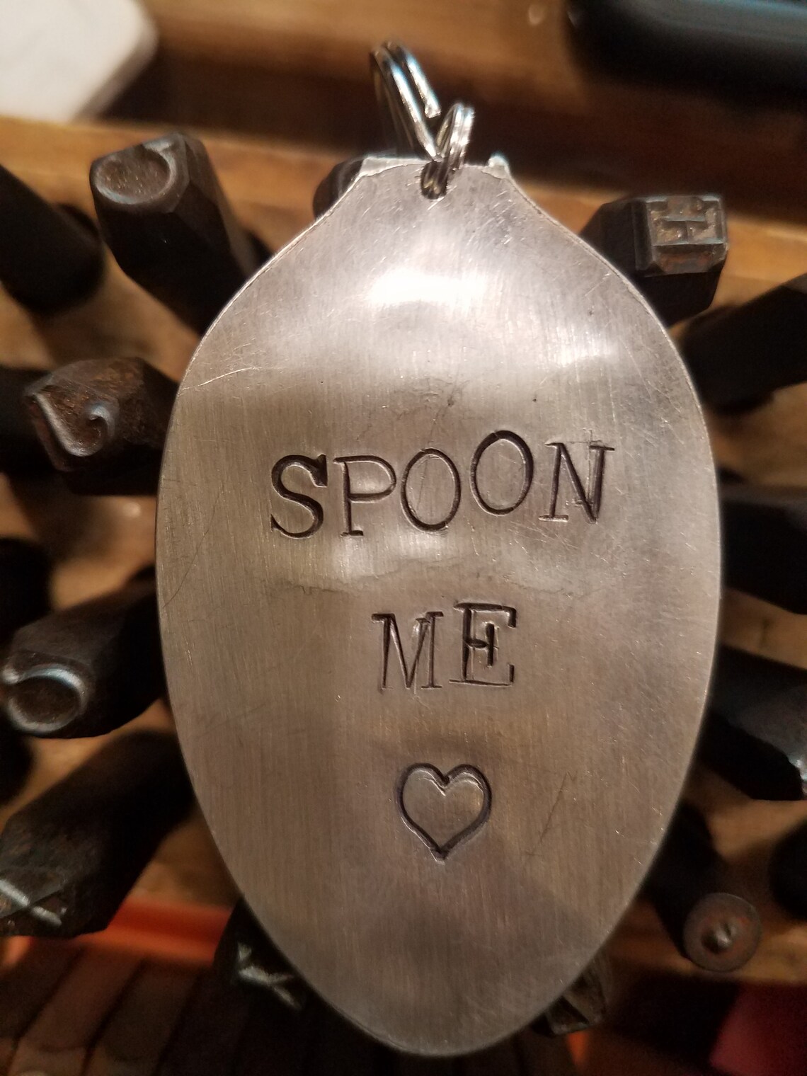 Personalized Spoon Hand Stamped Custom Keychain Personalized Gift ...