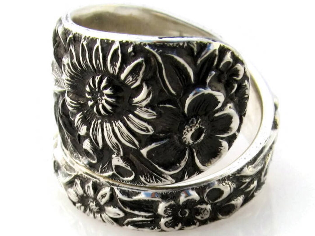 Sterling Silver Spoon Ring Repousse Kirk Stieff Large Teaspoon - Etsy