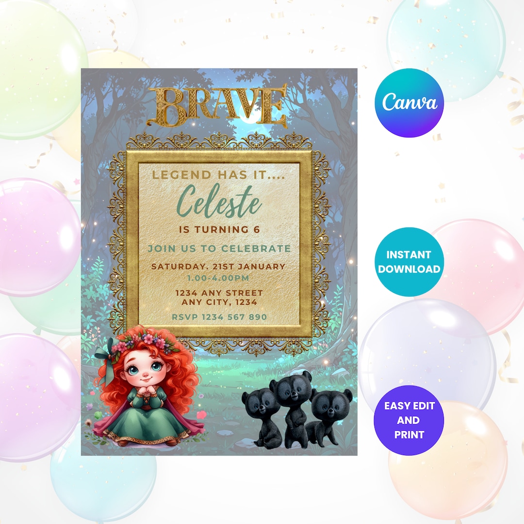 Brave Birthday Invitation Merida Baby Birthday Invite Fairytale ...