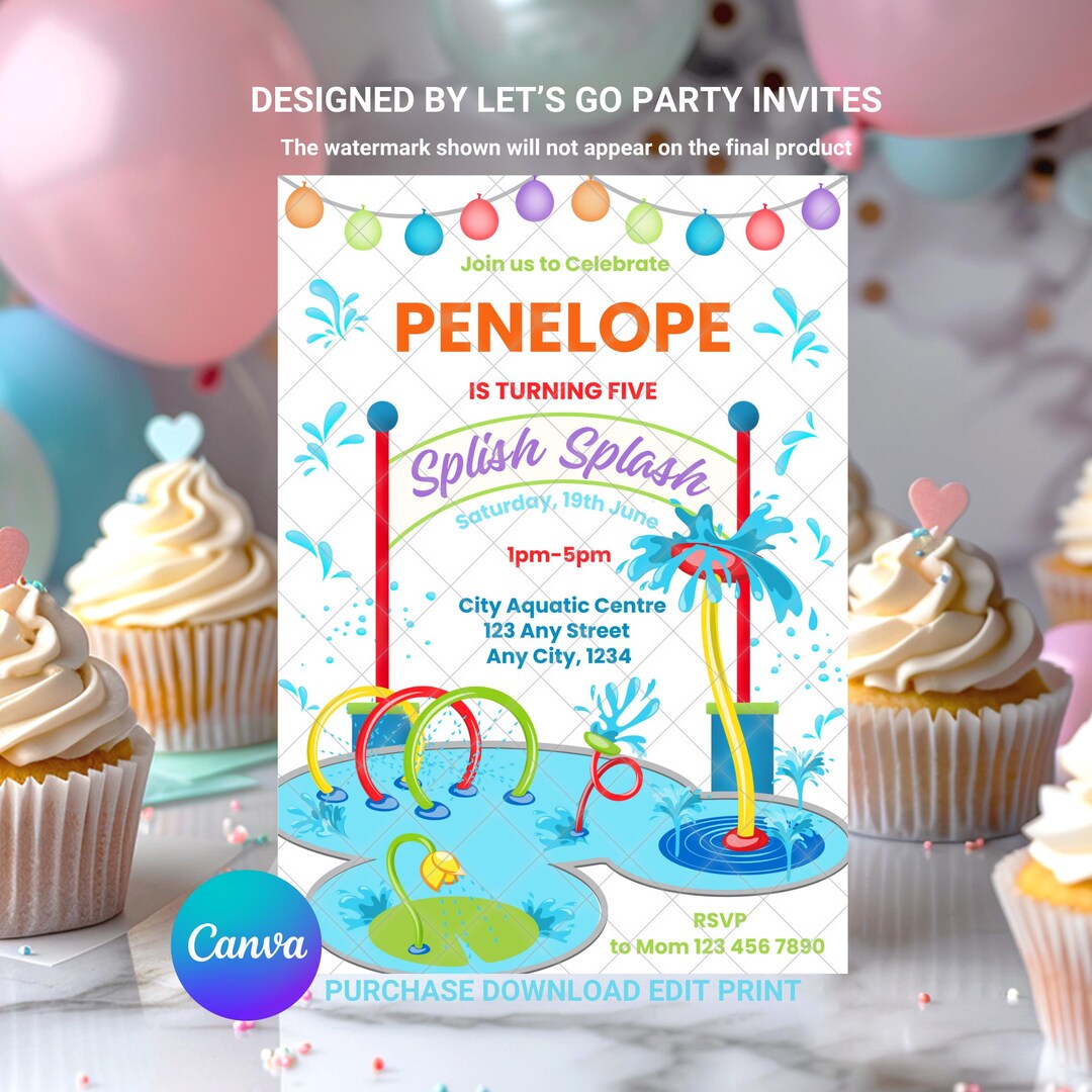 Splash Pad Water Party Invitation: Summer Party Editable Printable ...