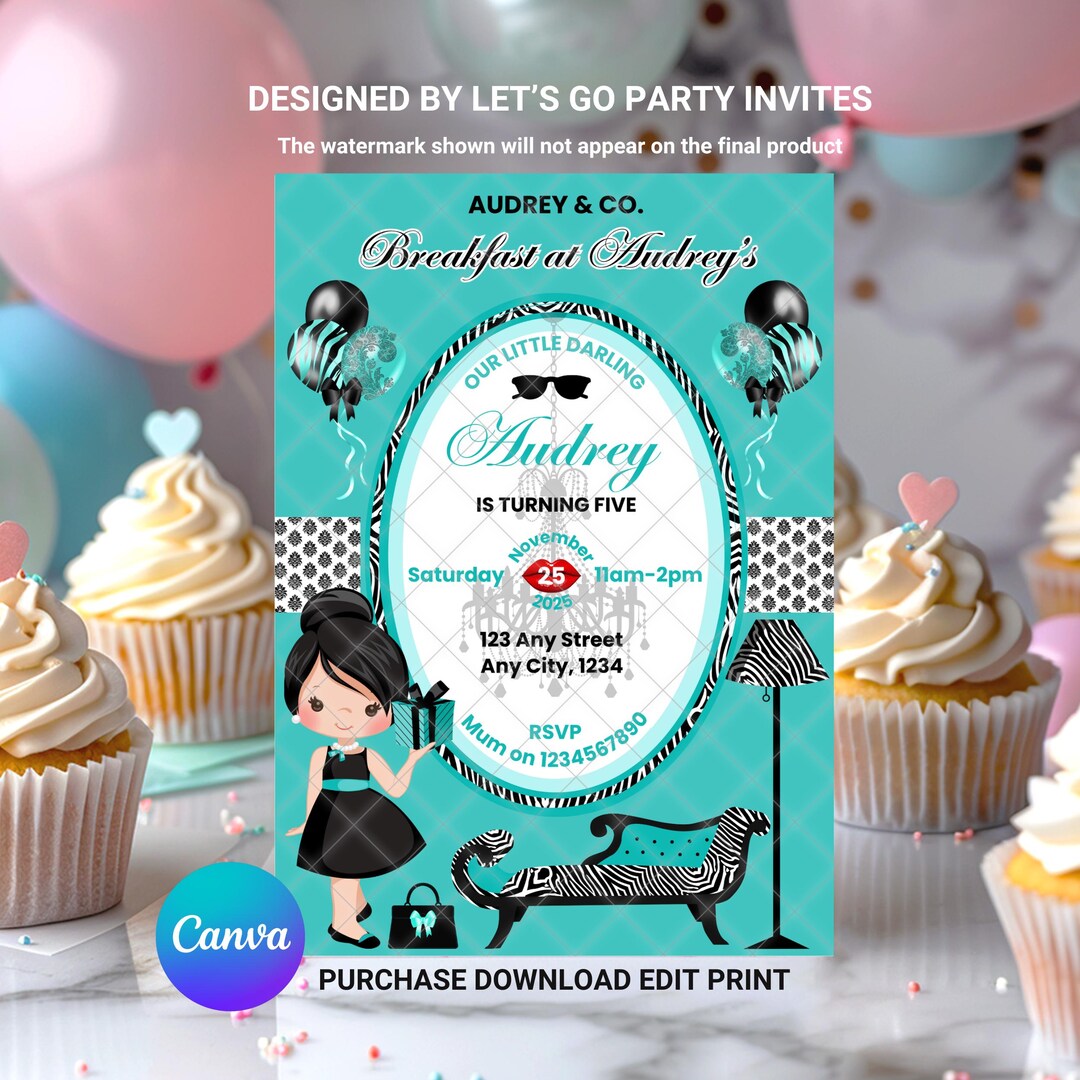 Breakfast at Tiffany's Invitation: Birthday Invite EDITABLE Printable ...