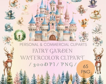 Watercolor Fairy Garden Clipart Cute Fairy Garden Clipart Enchanted ...