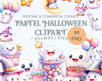 Pink Halloween Watercolor Clipart Bundle 93 PNG Files Cats & Pumpkins ...