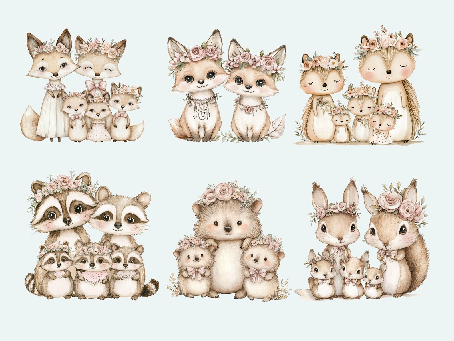 Boho Woodland Animals Watercolor Clipart Bundle, Cute Forest Animals ...
