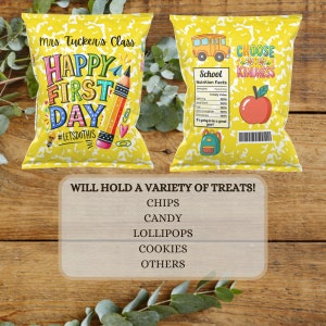 Back to School Chip Bag Labels, Printable and Customizable, School ...