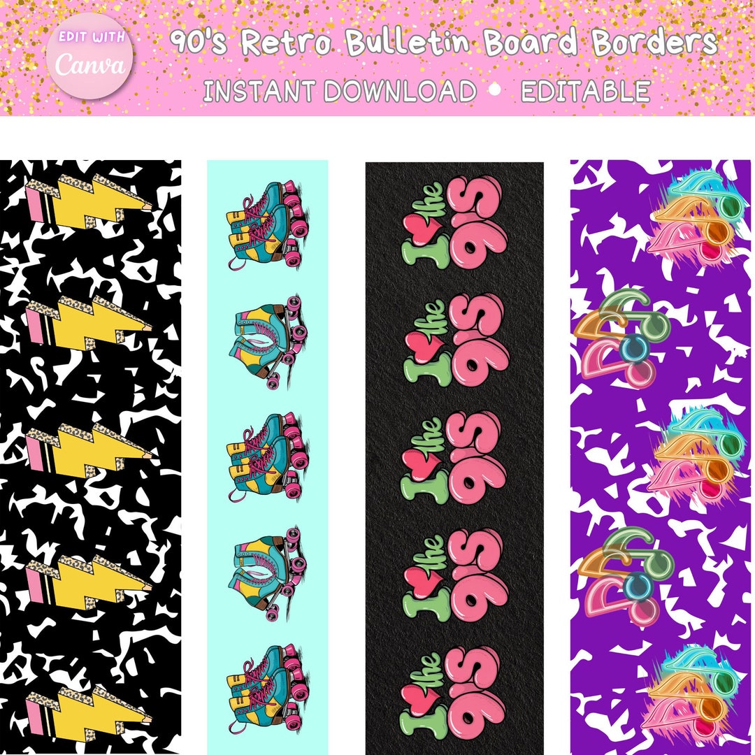 90's Retro Bulletin Board Borders, Nostalgic Decor for Classroom or ...