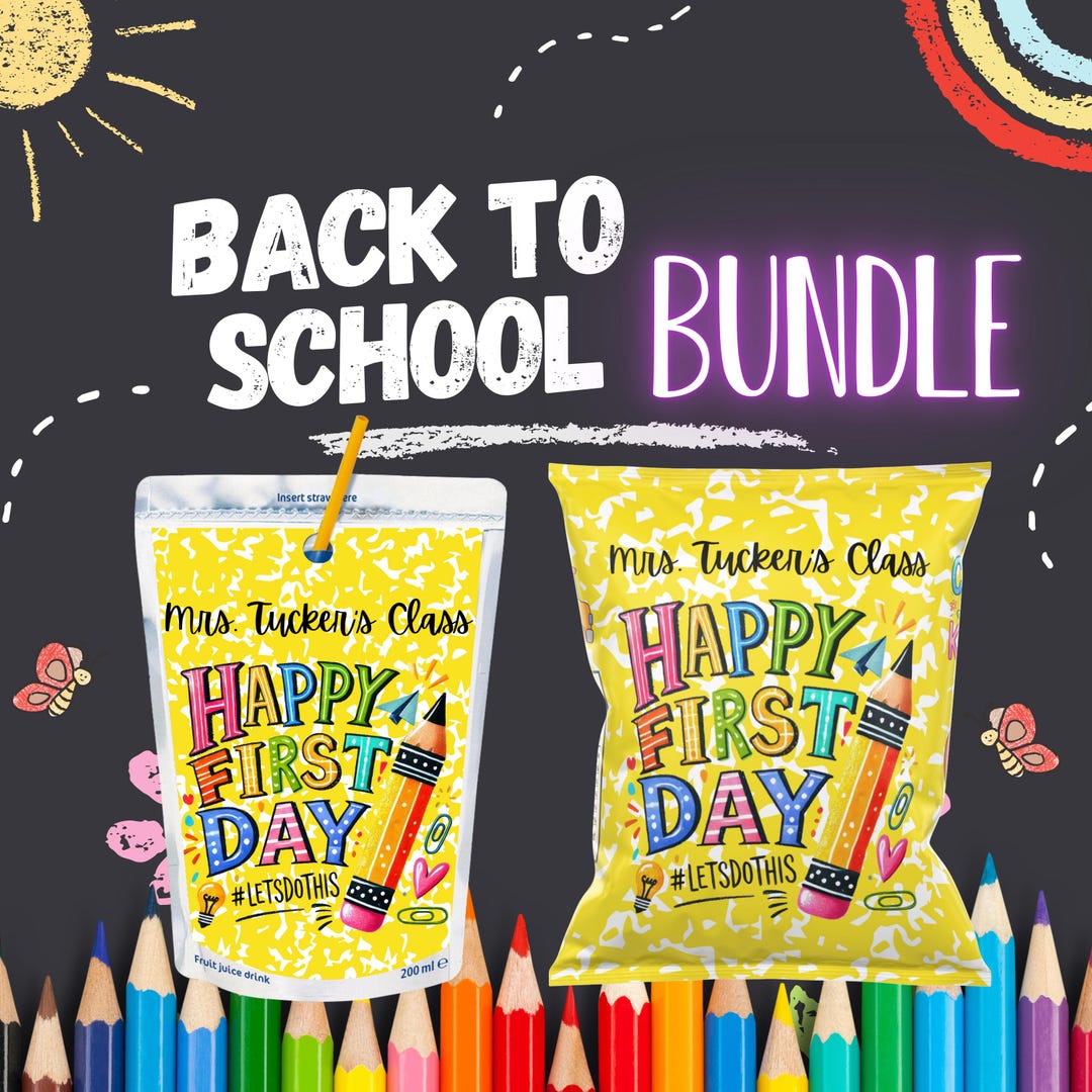 Back to School Chip Bag and Capri Sun Label Set, Printable Pack ...