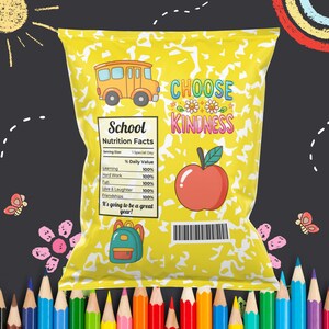 Back to School Chip Bag Labels, Printable and Customizable, School ...