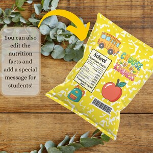 Back to School Chip Bag Labels, Printable and Customizable, School ...