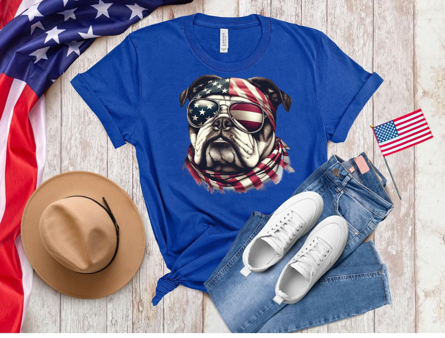 Patriotic 4th of July English Bulldog T-shirt Celebrate Independence ...