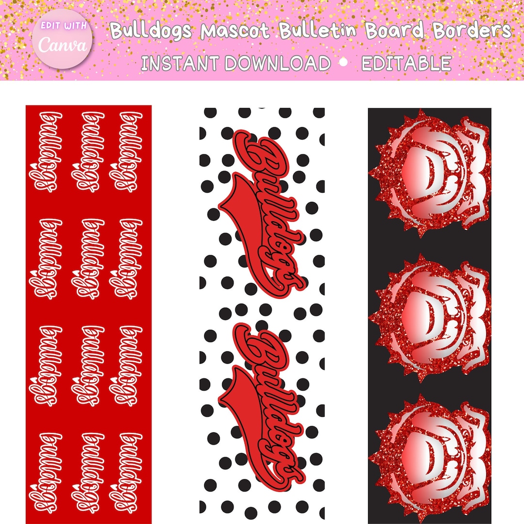 Bulletin Board Borders Bulldogs Mascot Classroom Decor Printable ...