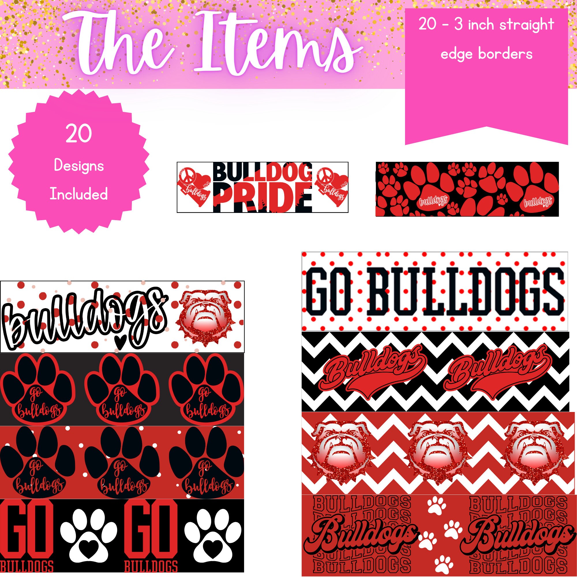 Bulletin Board Borders Bulldogs Mascot Classroom Decor Printable ...