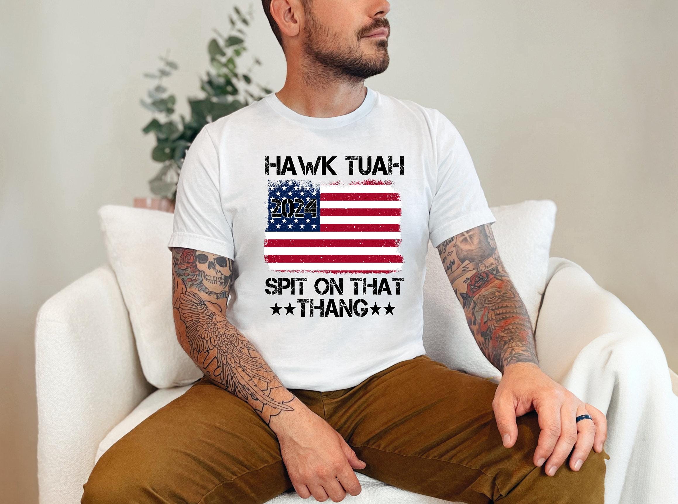 Hawk Tuah 2024 Spit on That Thang Viral Tiktok Meme Hawk Tuah T-shirt ...