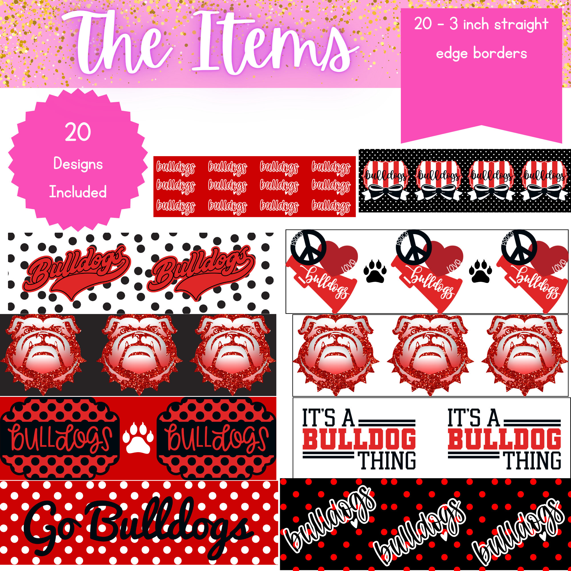 Bulletin Board Borders Bulldogs Mascot Classroom Decor Printable ...