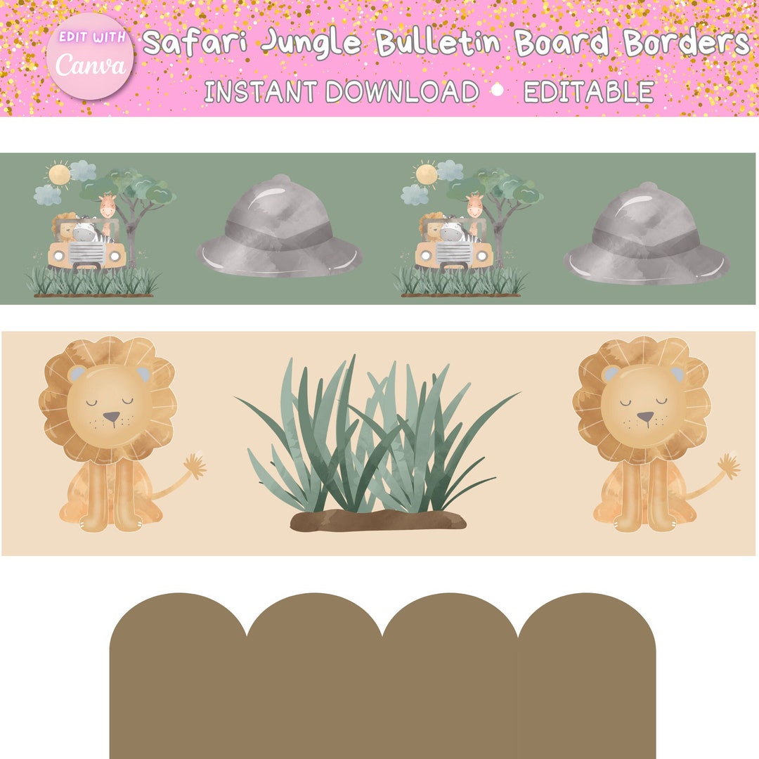 Bulletin Board Borders | Safari Jungle Classroom Decor | Printable ...