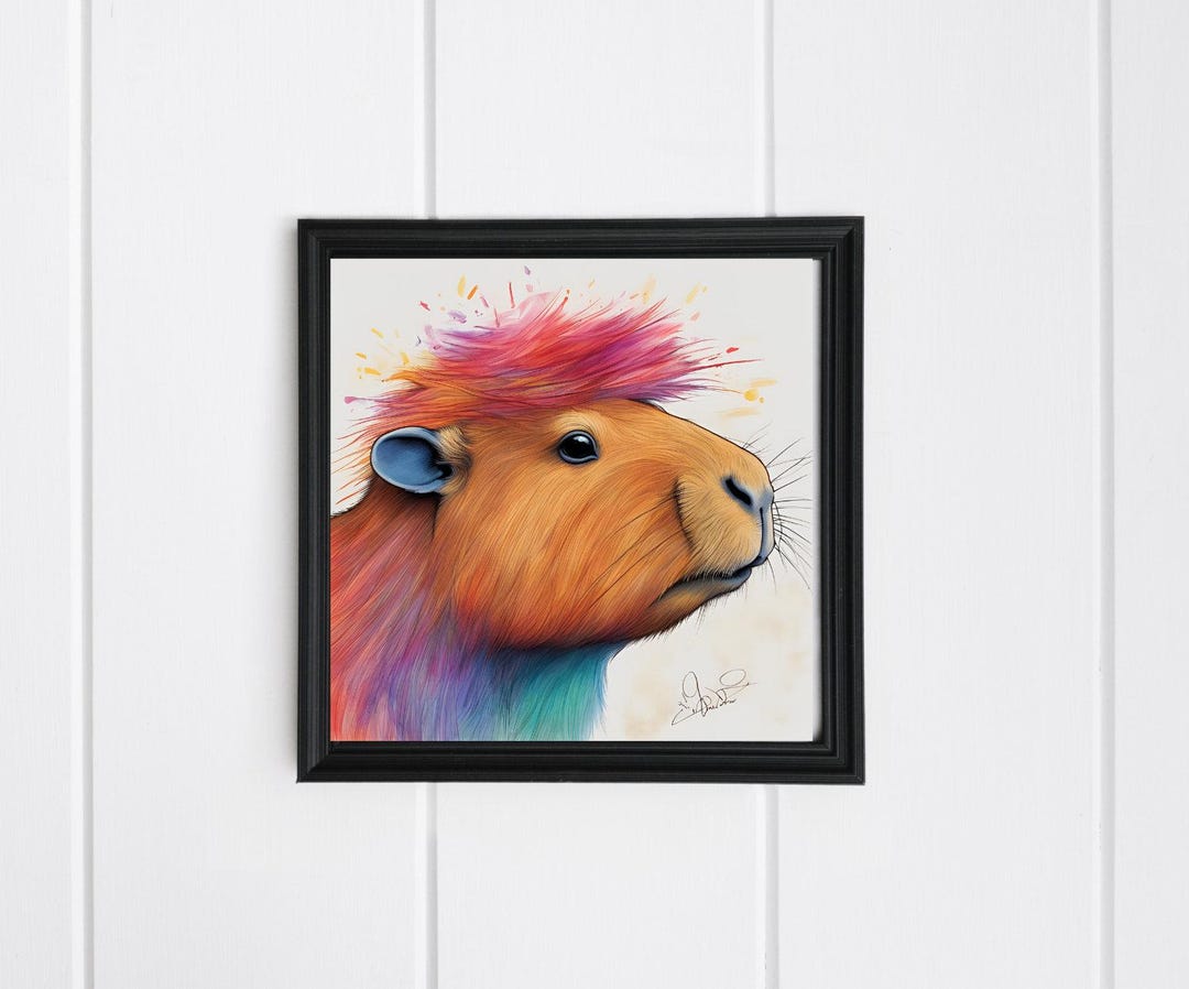 Colorful Capybara Digital Prints Whimsical Wall Art for Animal Lovers ...