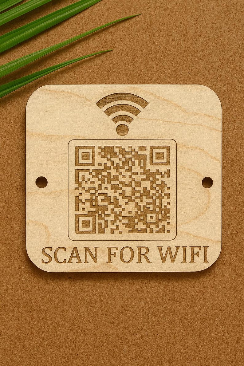 Custom Wifi QR Code Sign – Scan to Connect Wifi Sign – Laser Engraved ...