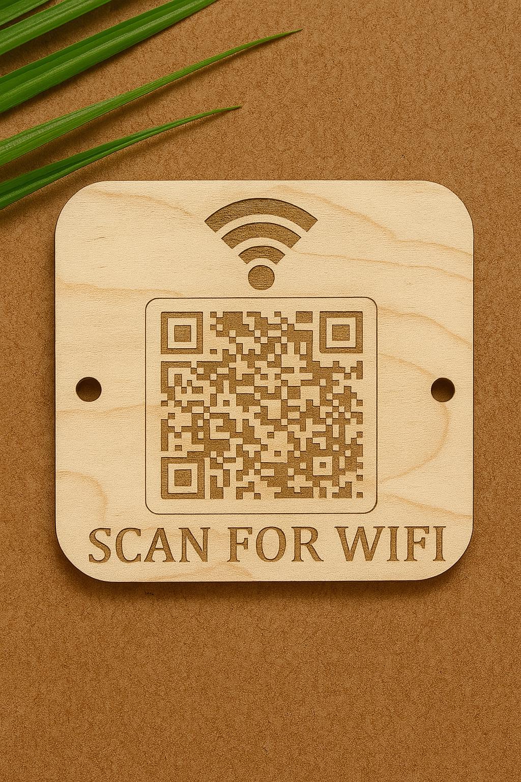 Custom Wifi QR Code Sign – Scan to Connect Wifi Sign – Laser Engraved ...