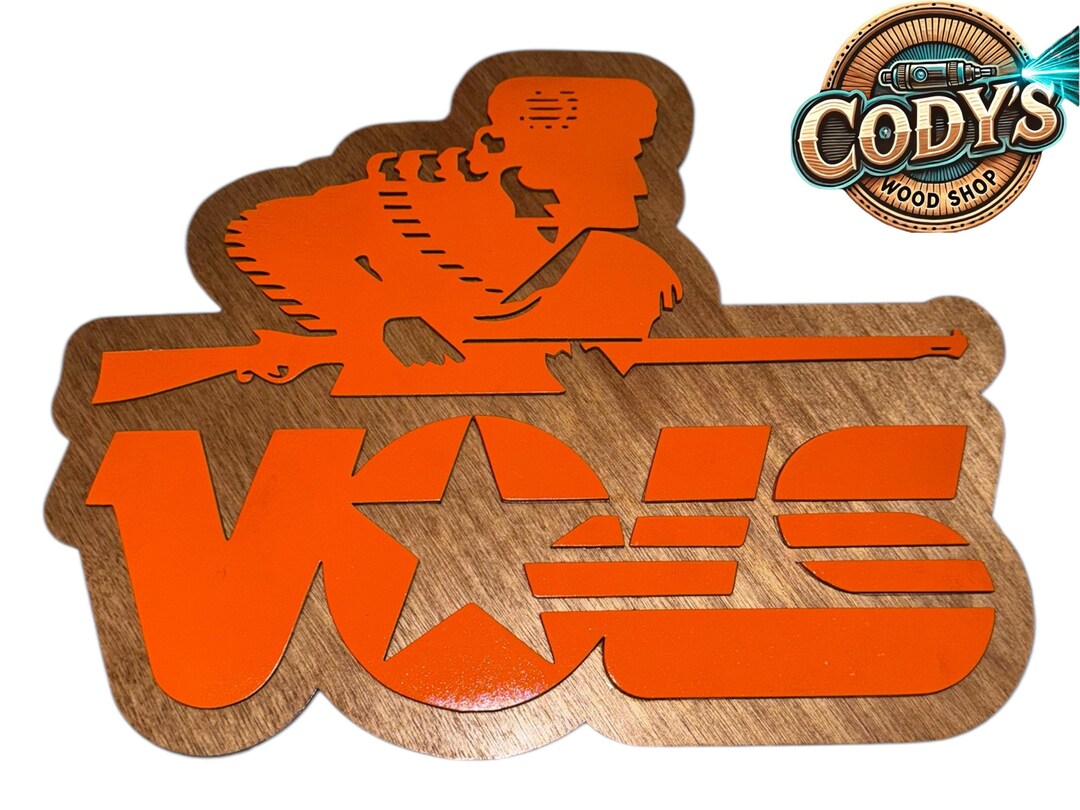 Vols Rifleman Sign – Davy Crockett Tennessee Orange – Customizable Wood ...