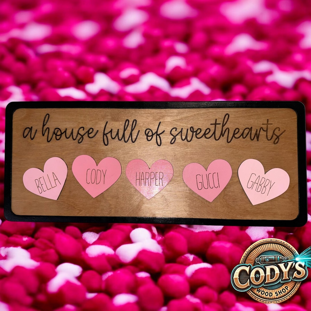 Personalized Valentines Day Wall Art A House Full of Sweethearts Sign ...