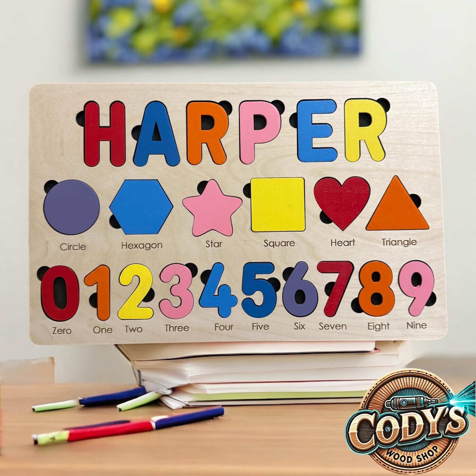 Personalized Kids Name Puzzle - Wooden Educational Toy With Numbers ...